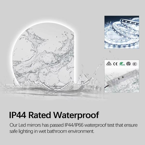 Quality Smart Half Moon Bathroom Wall Mirror , LED Illuminated Semi Circle Bathroom for sale