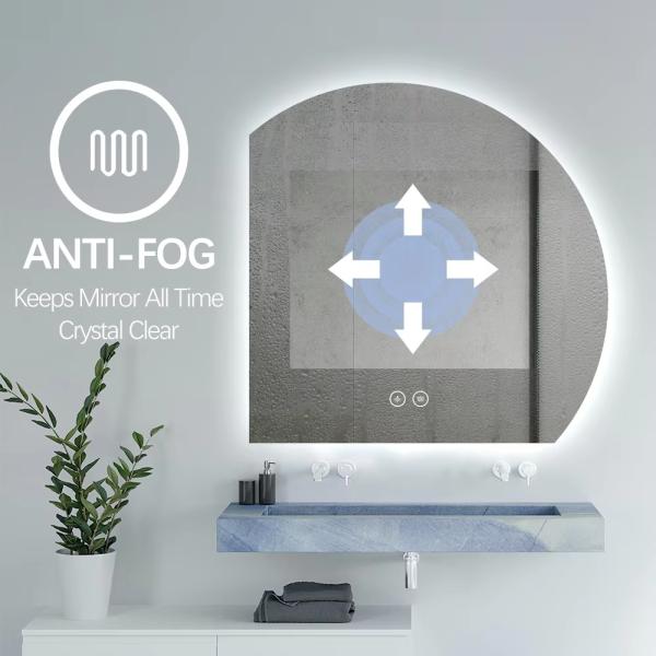 Quality Smart Half Moon Bathroom Wall Mirror , LED Illuminated Semi Circle Bathroom for sale