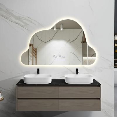 China Beauty Barber Salon Mirror With Led Lights Asymmetric Mirror Touch Screen Irregular Bathroom Mirror for sale