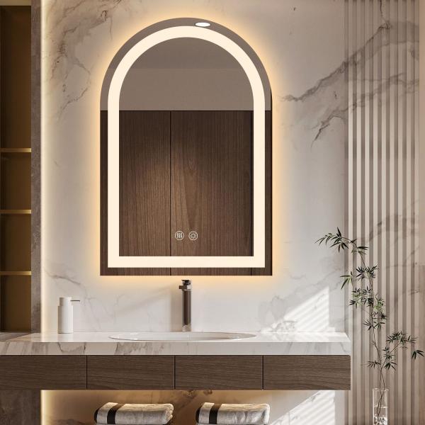Quality LED Light Backlit Arch Bathroom Mirror , Asymmetrical LED Bathroom Mirror for sale