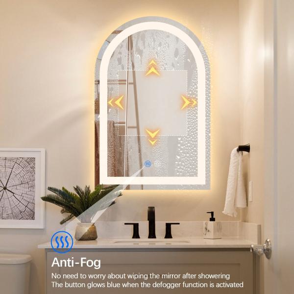 Quality LED Light Backlit Arch Bathroom Mirror , Asymmetrical LED Bathroom Mirror for sale