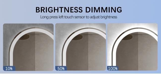 Close-up of LED lighting and mirror surface