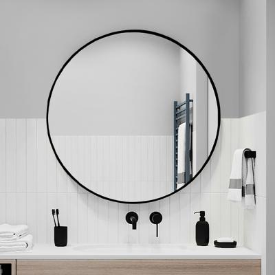 China Black Metal Oversized Round Bathroom Vanity Wall Mirror Without Light for sale