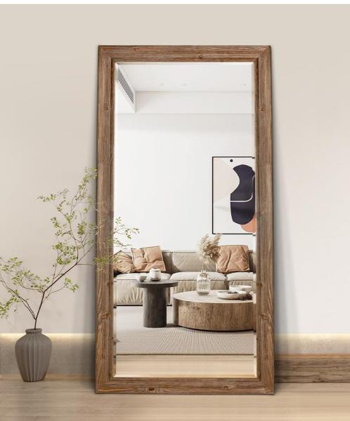 Quality Rectangle Solid Wood Frame Mirror Full Length Dressing Mirror Without Light for sale