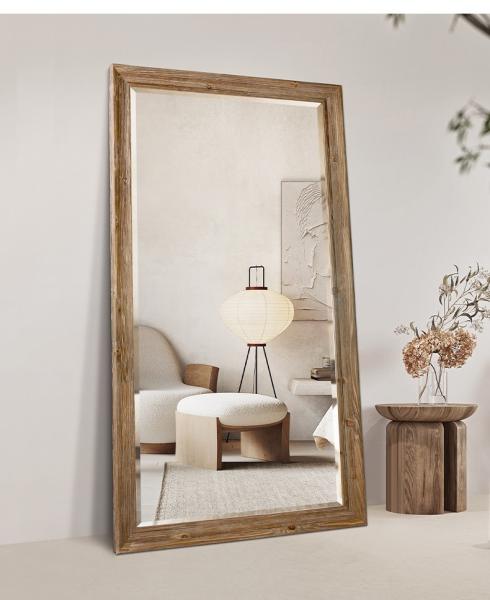 Quality Rectangle Solid Wood Frame Mirror Full Length Dressing Mirror Without Light for sale