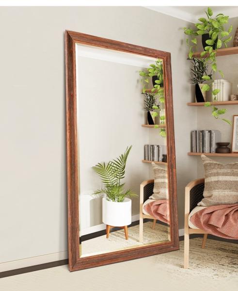Quality Rectangle Solid Wood Frame Mirror Full Length Dressing Mirror Without Light for sale