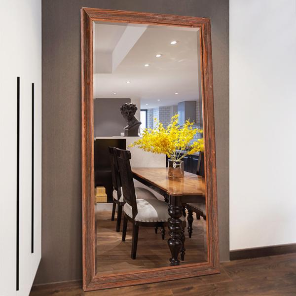 Quality Rectangle Solid Wood Frame Mirror Full Length Dressing Mirror Without Light for sale