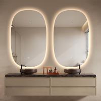 Quality Irregular Copper Free Silver Mirror Wall Mounted Frameless Anti Fog Bathroom for sale