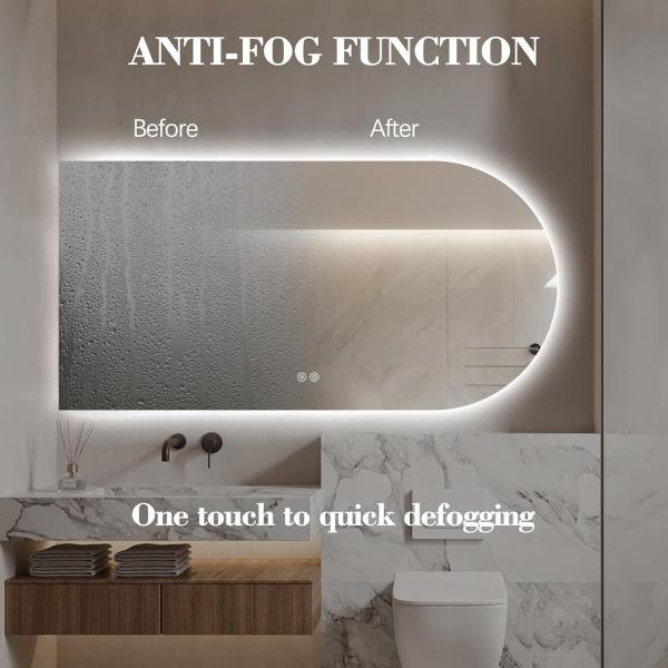 Quality Arch Smart LED Bathroom Mirror , LED Illuminated Backlit Bathroom Mirrors for sale