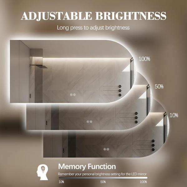 Quality Arch Smart LED Bathroom Mirror , LED Illuminated Backlit Bathroom Mirrors for sale