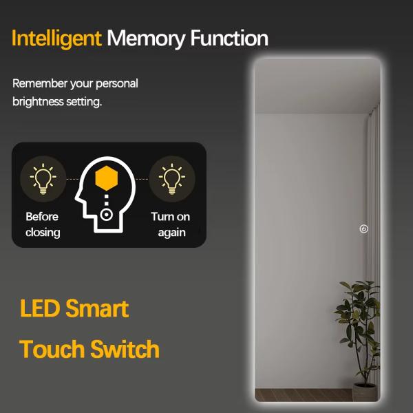Quality xplosion Proof Frameless Backlit Bathroom Mirror Full Length Rectangle LED for sale