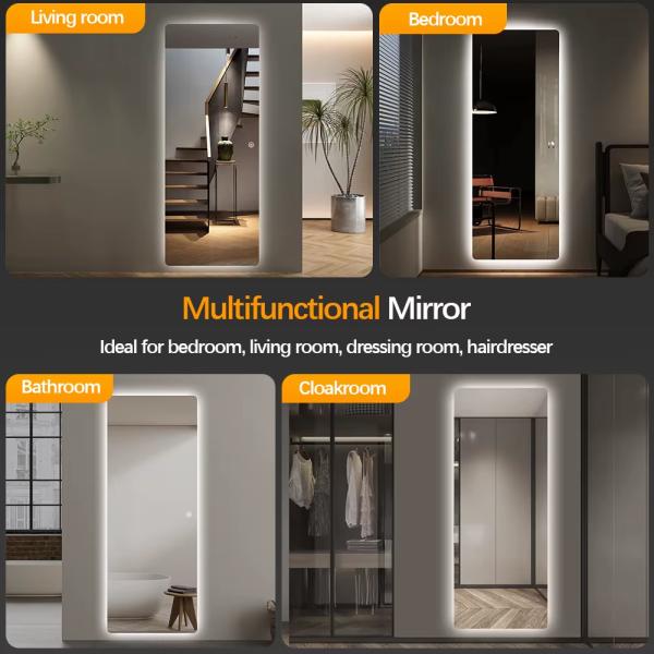 Quality xplosion Proof Frameless Backlit Bathroom Mirror Full Length Rectangle LED for sale