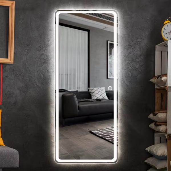 Quality Decorative Full Length Mirror With LED Lights , Dimmable LED Smart Bathroom Mirror for sale