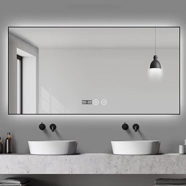 Quality Rectangle Smart Ultra Slim LED Bathroom Mirror With Bluetooth Speaker for sale