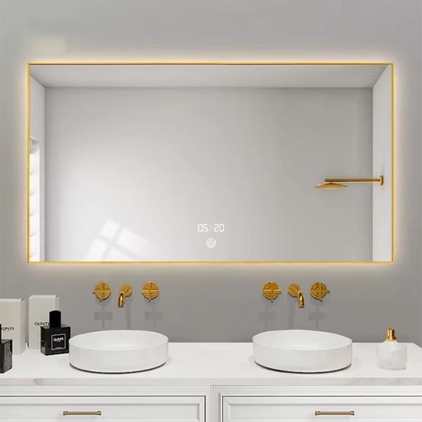 Quality Rectangle Smart Ultra Slim LED Bathroom Mirror With Bluetooth Speaker for sale