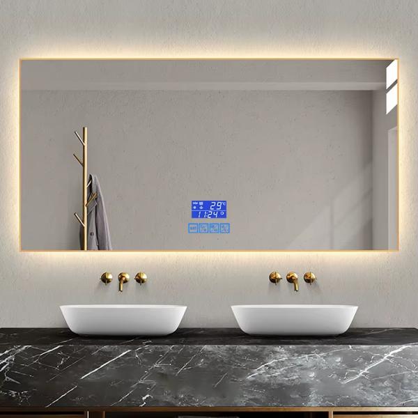 Quality Rectangle Smart Ultra Slim LED Bathroom Mirror With Bluetooth Speaker for sale