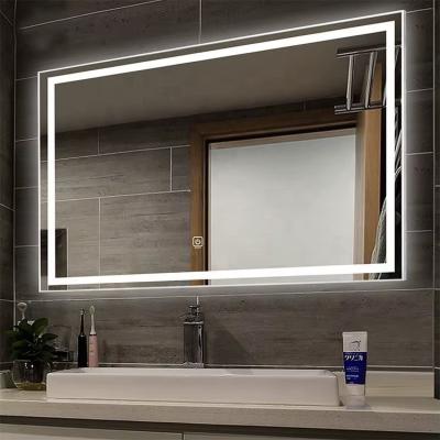 China Premium Slim Framed LED Bathroom Mirror Anti Fog With Frosted Light Border for sale