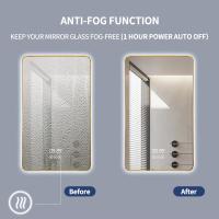 China Smart LED Backlit Vanity Mirror 45° Slanted Aluminum Frame Touchless Hand Sensor 600x800mm for sale