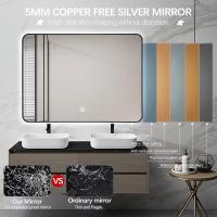 China Smart LED Backlit Vanity Mirror 45° Slanted Aluminum Frame Touchless Hand Sensor 600x800mm for sale