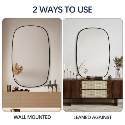 China HD Silver Framed Bathroom Mirror , Wall Mounted Irregular Bathroom Mirror With Aluminium Frame for sale