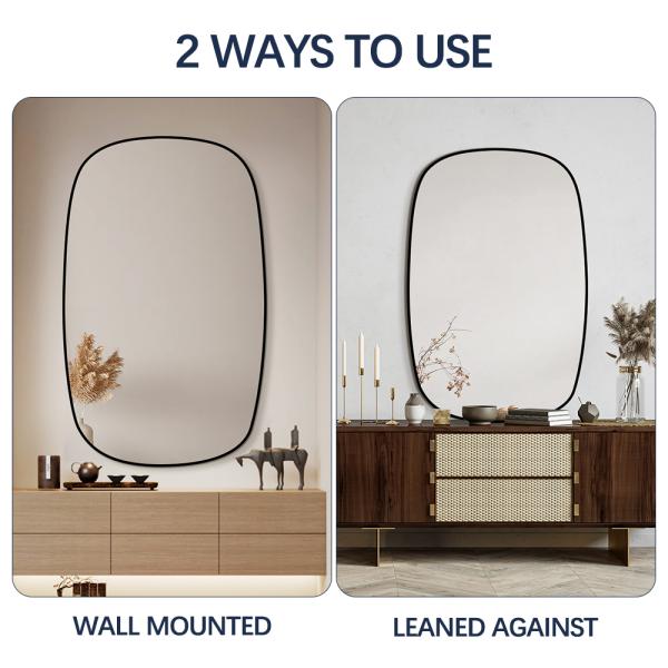 Quality HD Silver Framed Bathroom Mirror , Wall Mounted Irregular Bathroom Mirror With Aluminium Frame for sale