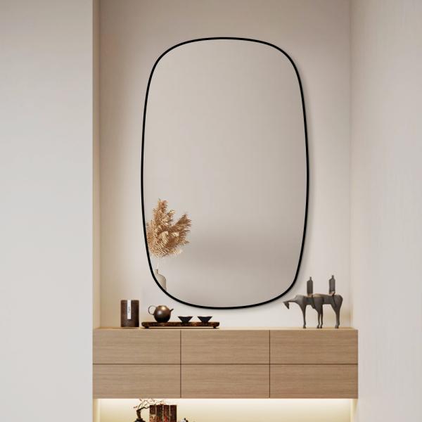 Quality HD Silver Framed Bathroom Mirror , Wall Mounted Irregular Bathroom Mirror With for sale