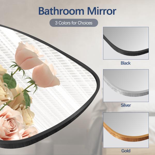 Quality HD Silver Framed Bathroom Mirror , Wall Mounted Irregular Bathroom Mirror With for sale