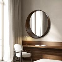 China Solid Wood Framed Mirror 23.63 in 31.50 in HD Silver Explosion Proof Wall Mounted Home for sale