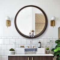 China Solid Wood Framed Mirror 23.63 in 31.50 in HD Silver Explosion Proof Wall Mounted Home for sale