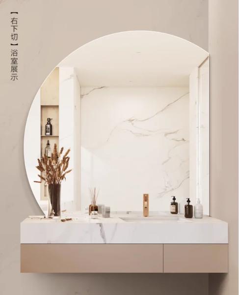 Quality Semi Circular LED Frameless Mirror Special Shaped Makeup Wall Mounted Frameless for sale