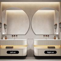 China Semi Circular LED Frameless Mirror 5mm Wall Mounted Makeup Mirror Custom Shape for sale