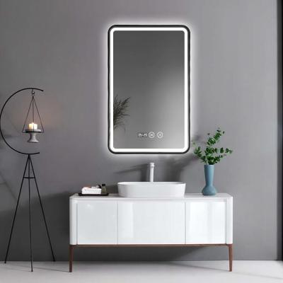 China IP44 IP66 Rectangle Bathroom Mirror Smart Defogger LED Mirror With Aluminum Frame for sale