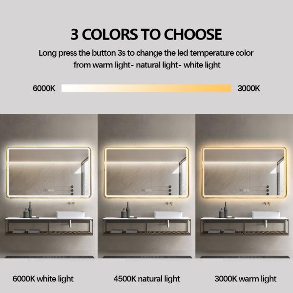 Quality IP44 IP66 Rectangle Bathroom Mirror Smart Defogger LED Mirror With Aluminum for sale