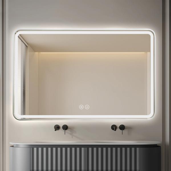 Quality IP44 IP66 Rectangle Bathroom Mirror Smart Defogger LED Mirror With Aluminum for sale