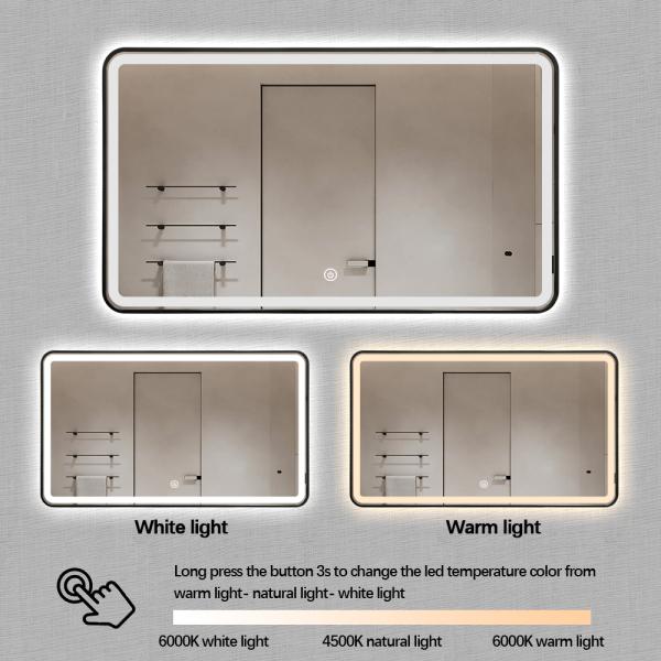 Quality IP44 IP66 Rectangle Bathroom Mirror Smart Defogger LED Mirror With Aluminum for sale