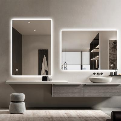 China Acrylic Frame Smart Touch LED Demister Mirror , Bathroom Mirror With Lights And Demister for sale
