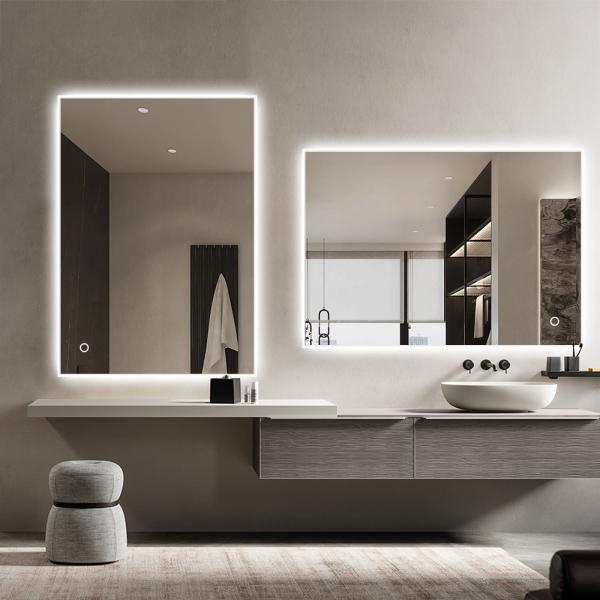 Quality Acrylic Frame Smart Touch LED Demister Mirror , Bathroom Mirror With Lights And Demister for sale