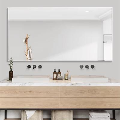 China Minimalist Frameless Rectangular Wall Mirror 5mm HD Copper Free Silver Mirror Without Light for sale