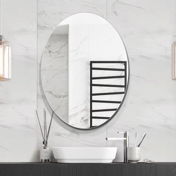 Quality Classic Elliptical Oval Frameless Wall Bathroom Mirror With Polished Pencil Edge for sale