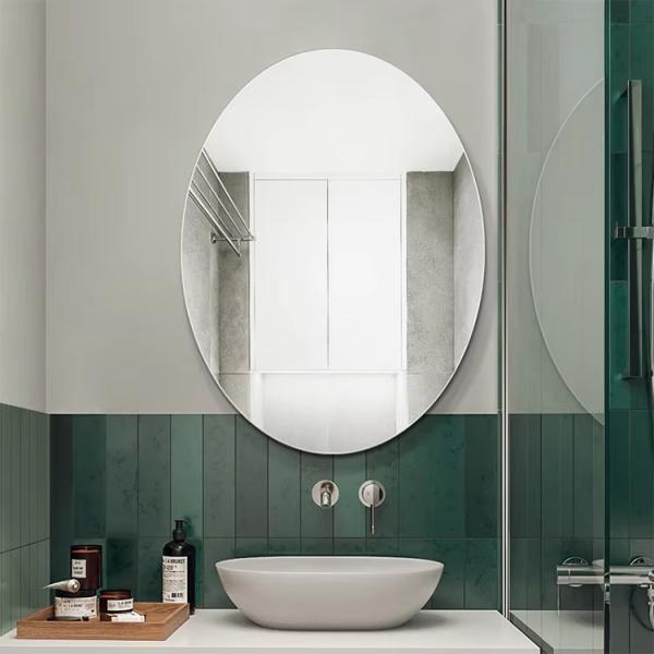Quality Classic Elliptical Oval Frameless Wall Bathroom Mirror With Polished Pencil Edge for sale