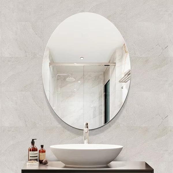 Quality Classic Elliptical Oval Frameless Wall Bathroom Mirror With Polished Pencil Edge for sale
