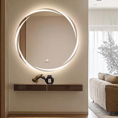 China 5mm Hotel Mirrors Wall Mounted Round Lighted Vanity Bathroom Mirror for sale