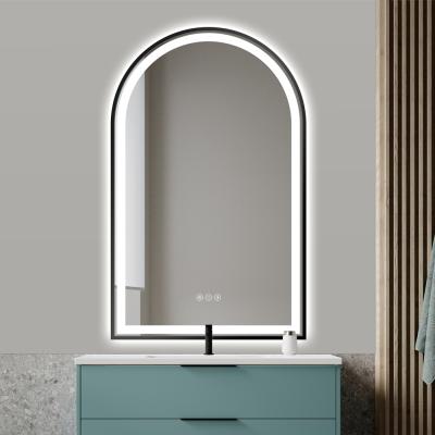 China Luxury Arch Shape Black Framed Bathroom Mirror , Smart LED Bathroom Mirror IP54 Waterproof for sale