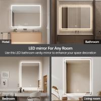 China Hotel Antifog Dimmable Bathroom Wall Mirror with LED Light 110-240V for sale