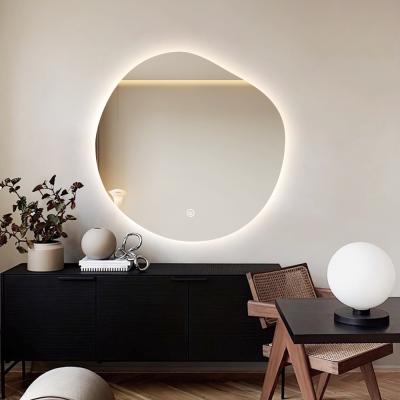 China Frameless Irregular Round Circle Backlight Bathroom Mirror With Led Light for sale
