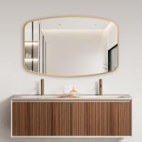China Irregular Rectangle Metal Aluminum Frame Bathroom Wall Mirror 60x80cm Custom Size for sale