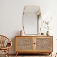 China Irregular Rectangle Metal Aluminum Frame Bathroom Wall Mirror 60x80cm Custom Size for sale