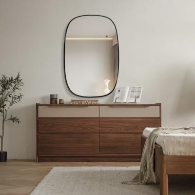 China Black Brushed Aluminum Framed Expolsion-proof Safety Wall Bathroom Mirror without Light for sale