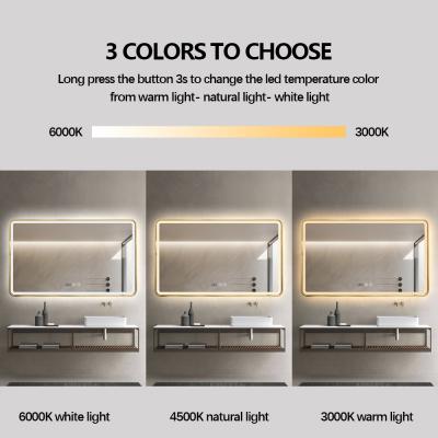 China Modern LED Bathroom Mirror with Adjustable Color Temperature, Anti-Fog Technology & Premium Aluminum Alloy Frame for sale