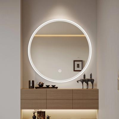 China Round LED Smart Mirror with 3 Color Temperature Adjustable Anti-Fog and Touch Control for sale